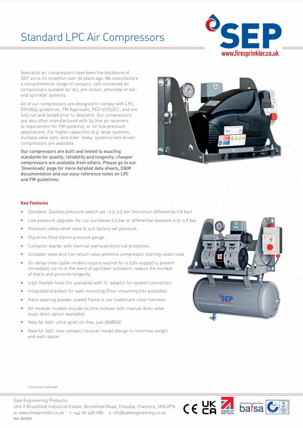 Standard LPC Air Compressor data sheet | Sale Engineering Products Ltd Standard LPC Air Compressor data sheet | Sale Engineering Products Ltd