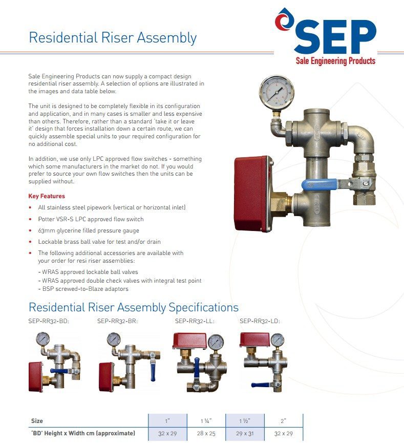 Residential Risers/Valve Sets | Sale Engineering Products Ltd