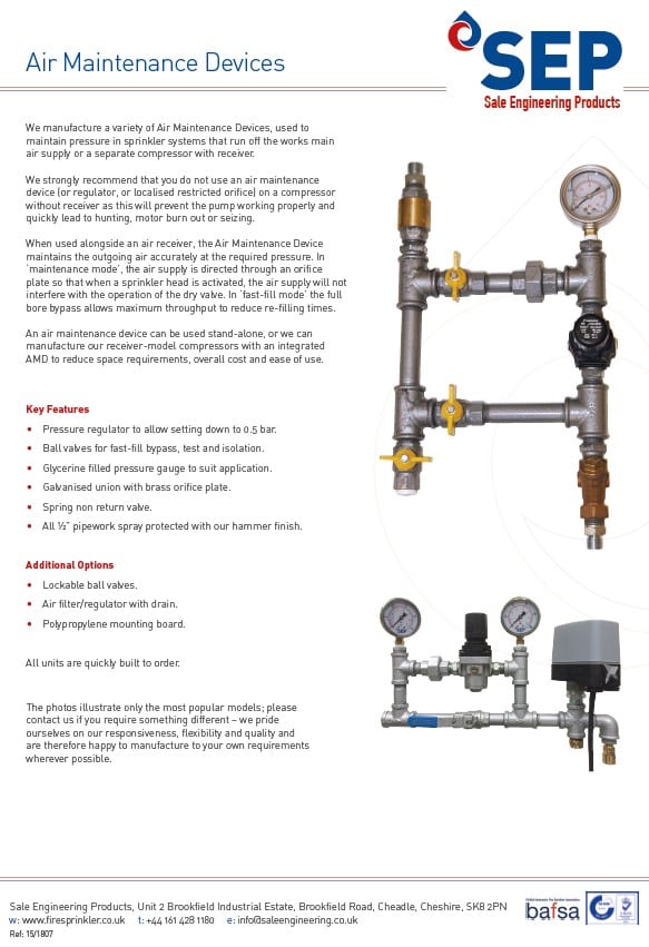 Air Maintenance Devices | Sale Engineering Products Ltd