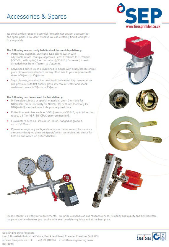 Accessories & Spares data sheet | Sale Engineering Products Ltd