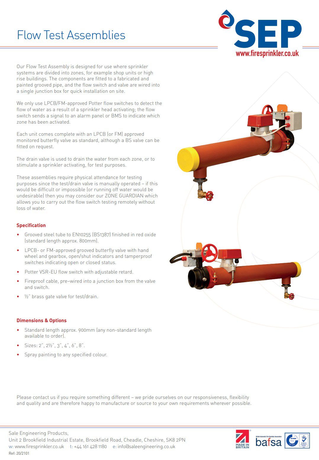 Flow Test Assemblies data sheet | Sale Engineering Products Ltd