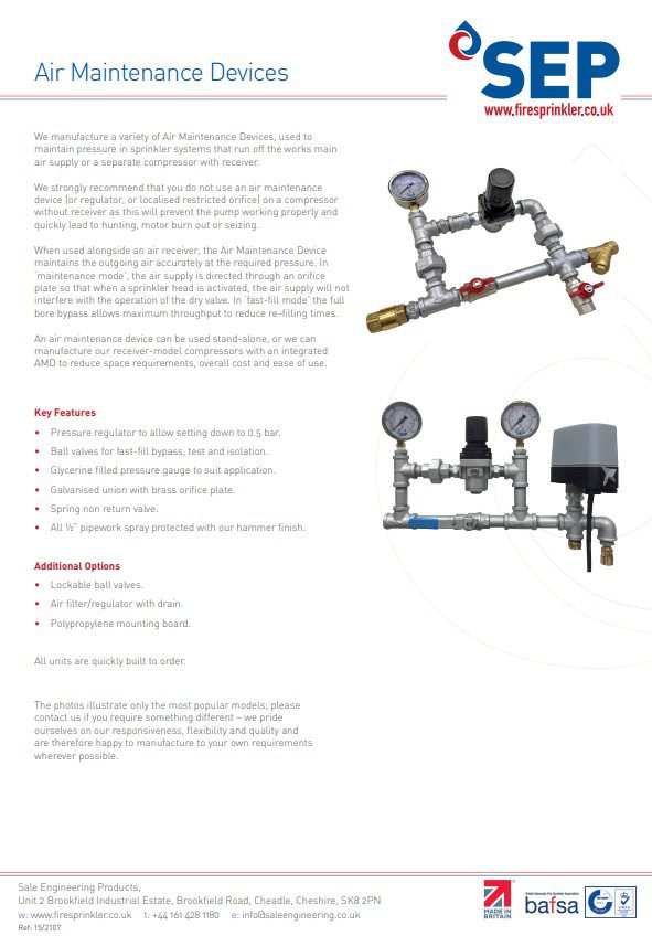 Air Maintenance Devices data sheet | Sale Engineering Products Ltd